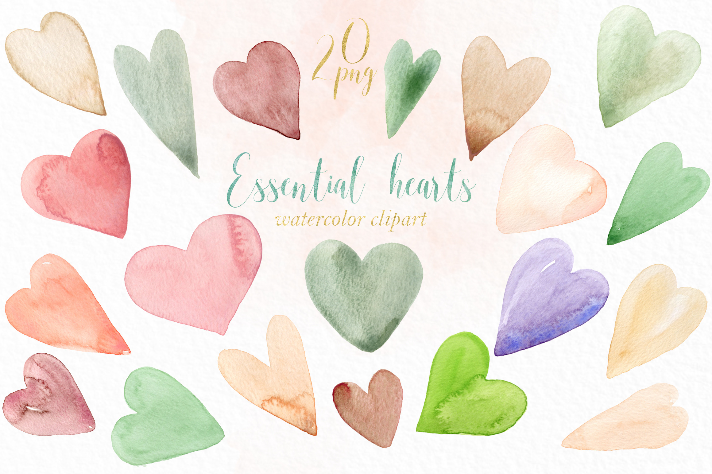 Essential hearts watercolor, a Texture Illustration by LABFcreations