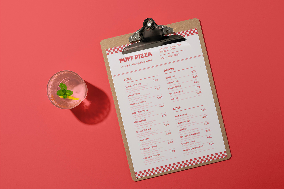 Vintage Pizza Menu, a Stationery Template by Neermana