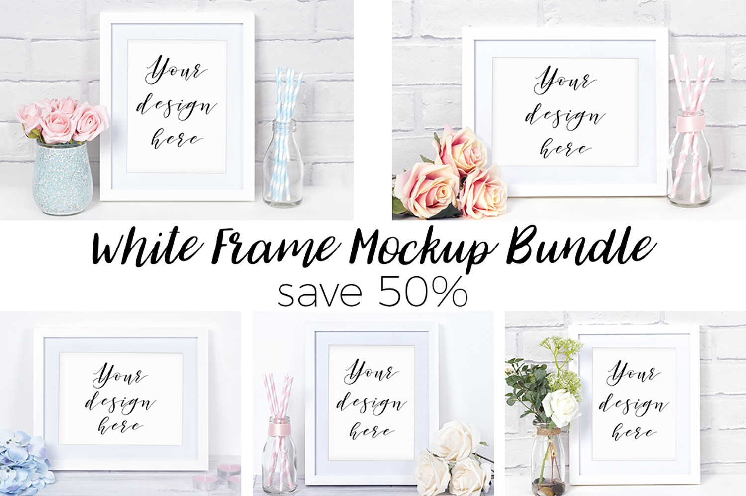 50% Off 8x10 Frame Mockup Bundle, a Print Template by Pixomize ...