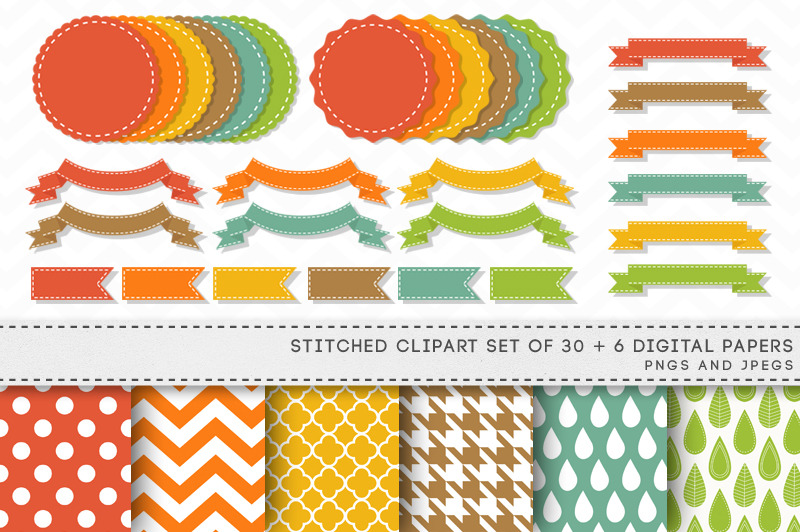 Stitched Banners Ribbons Labels, an Illustration by AzmariDigitals
