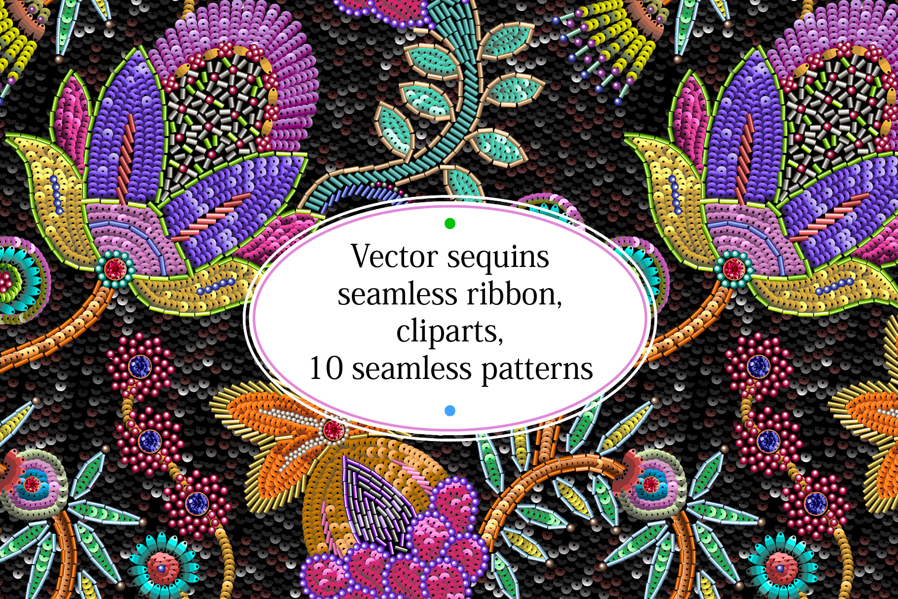 Big set of vector sequins patterns