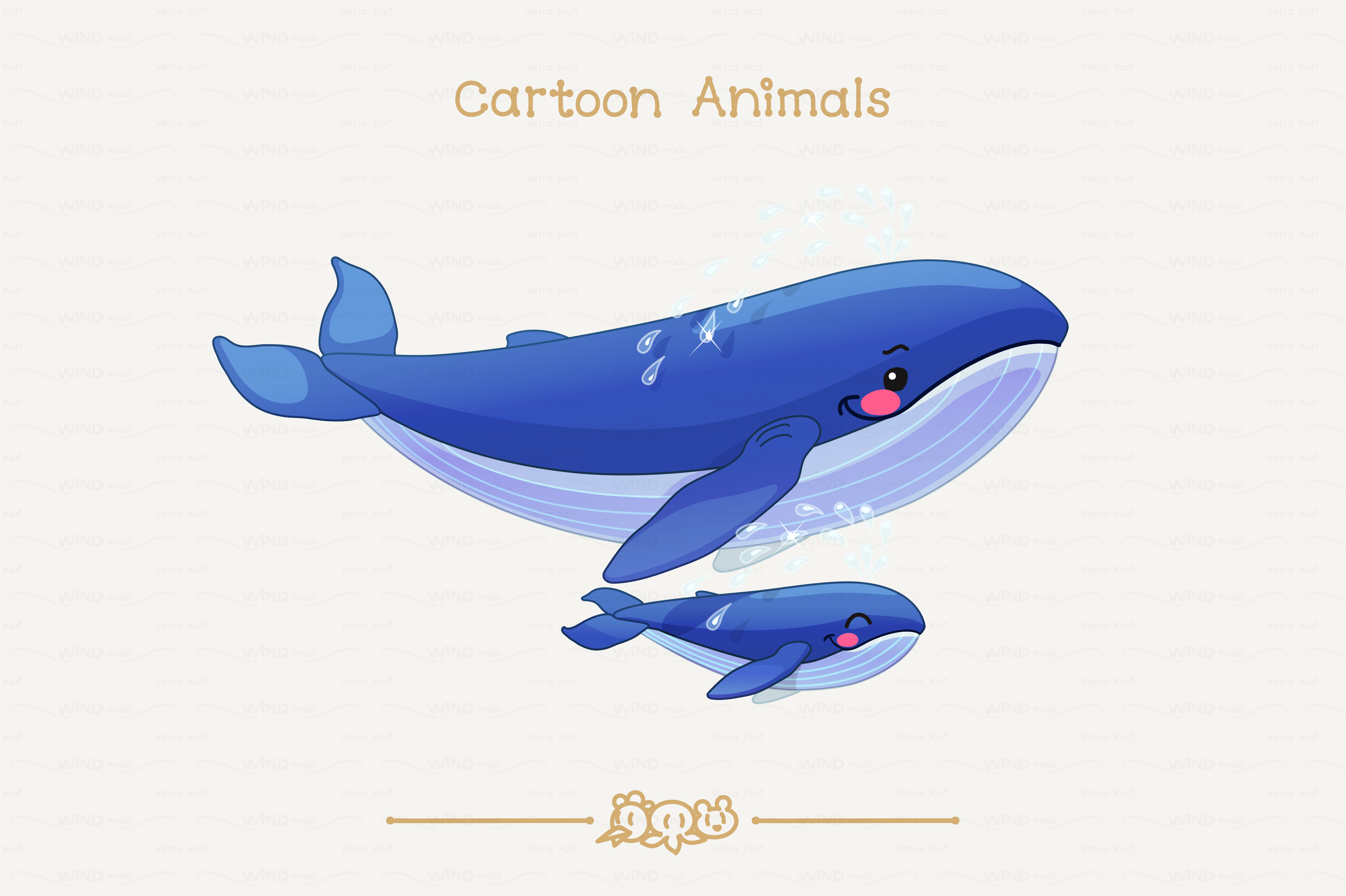 vector Happy whales, an Animal Illustration by WINDmade