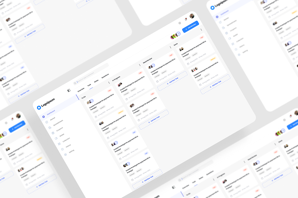 Task Management Dashboard UI Kit, an UI Kit Template by iDoodle Studio