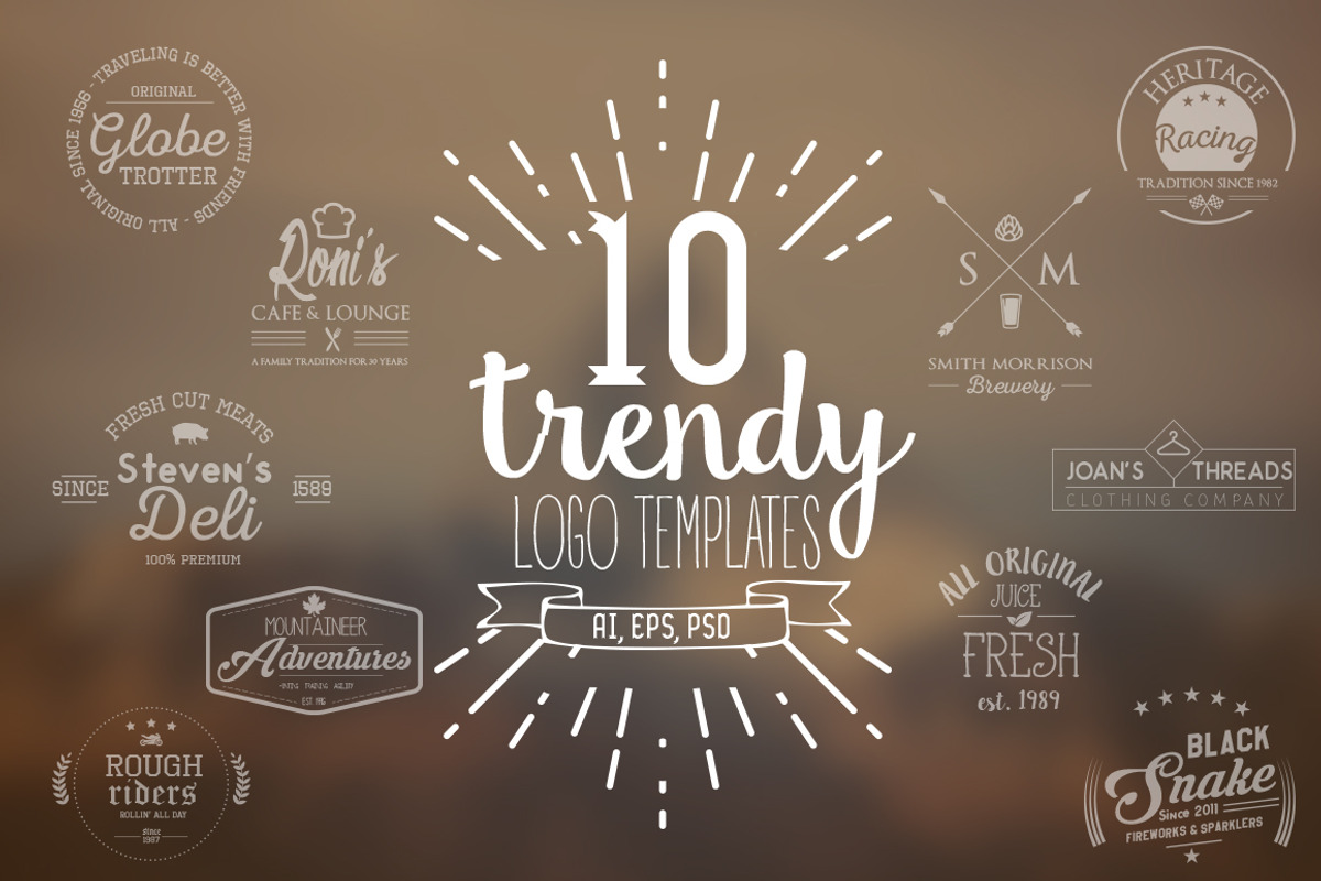 10 Trendy Logo Templates, a Branding & Logo Template by Vector Chameleon