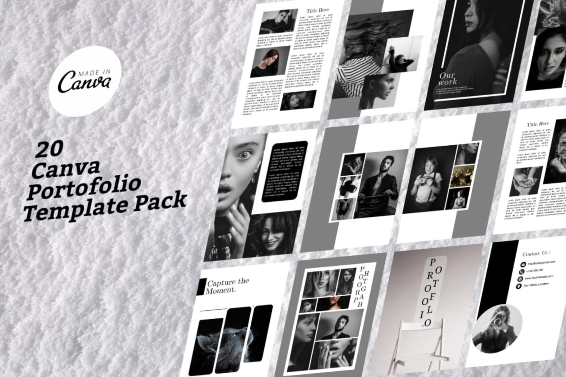 20 Canva Portofolio Template Pack, a Templates & Theme by manadigi