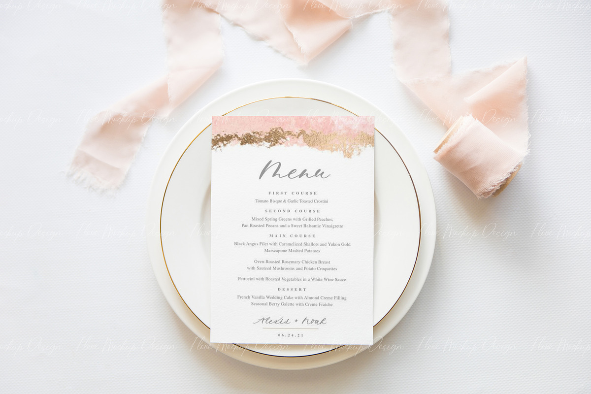Wedding Menu 5x7 Card Mockup, a Product Mockup by ILoveMockupDesign ...