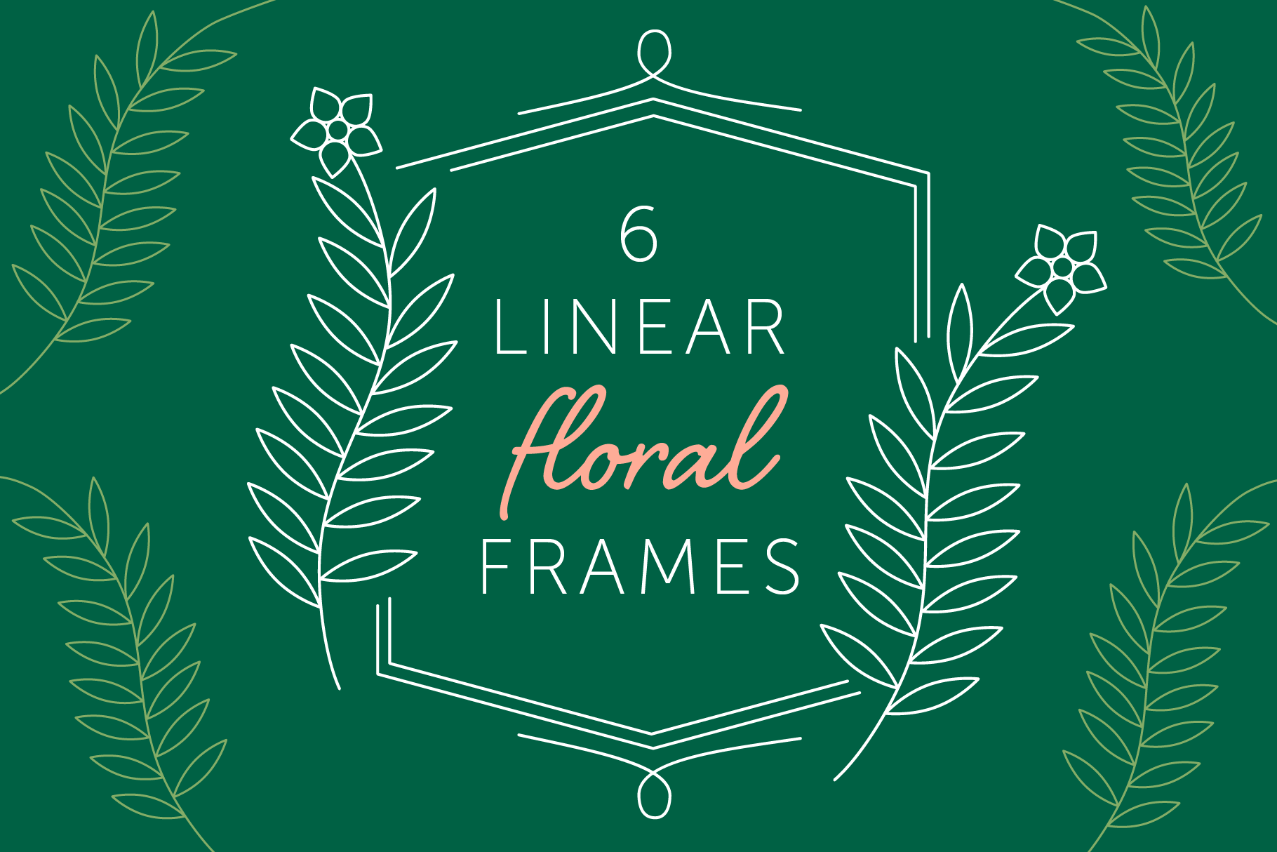 6 Linear Floral Frames, a Graphic by Louise King