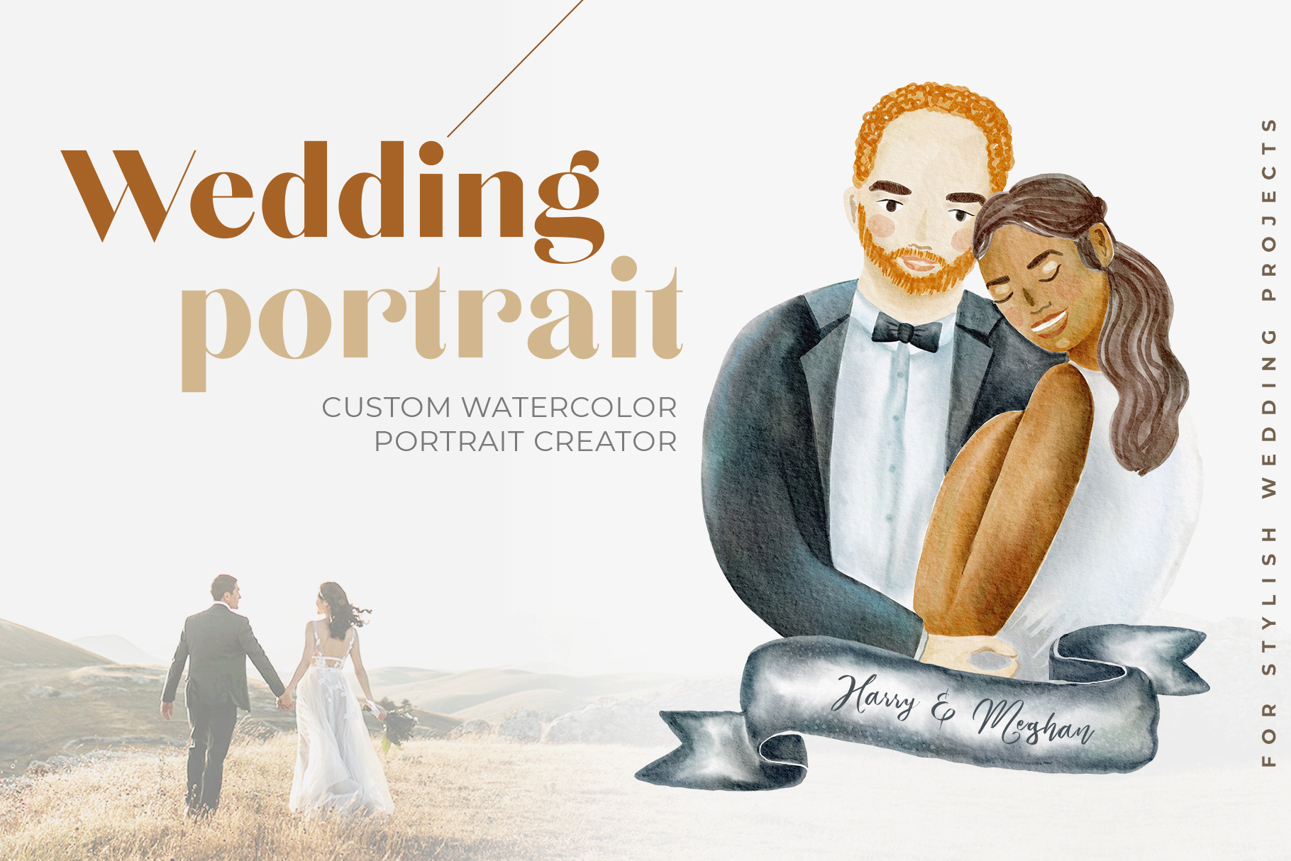 Custom Wedding Portrait Creator, a Person Illustration by Neutral Mockups