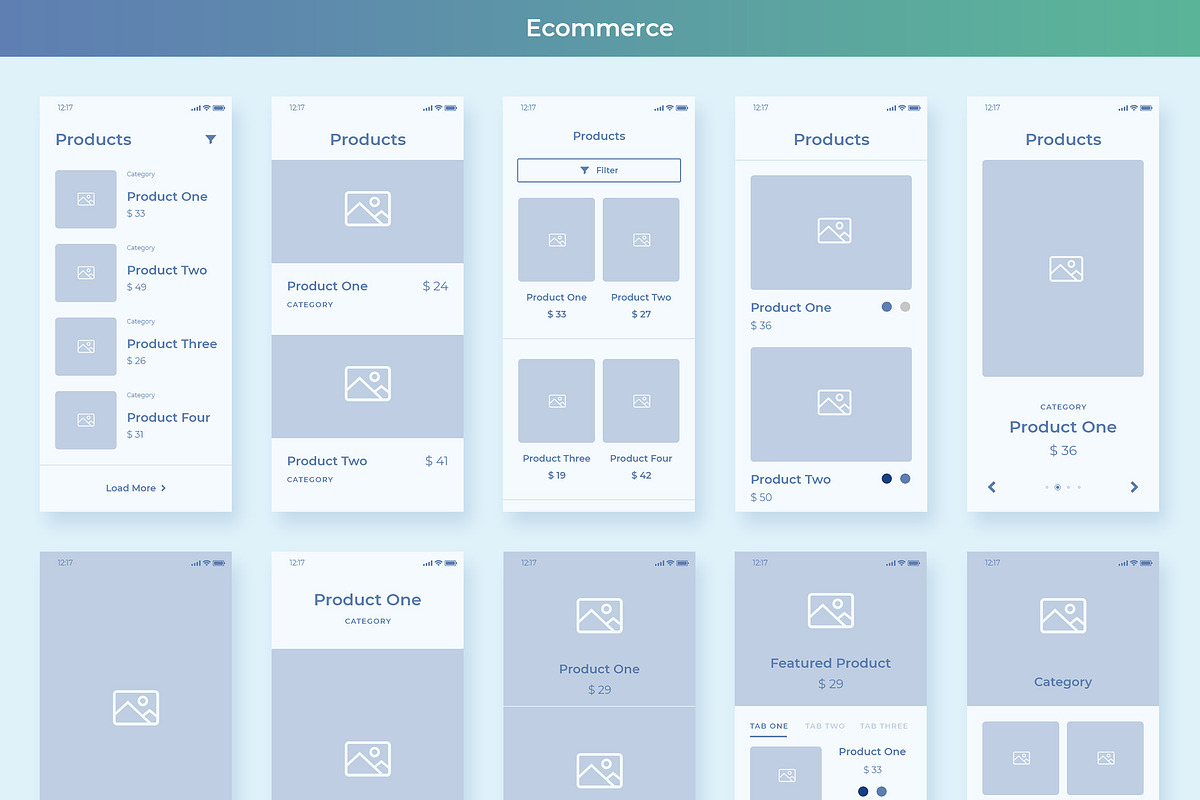 Collector iOS Wireframe UI Kit, a Wireframe Template by Creatoly