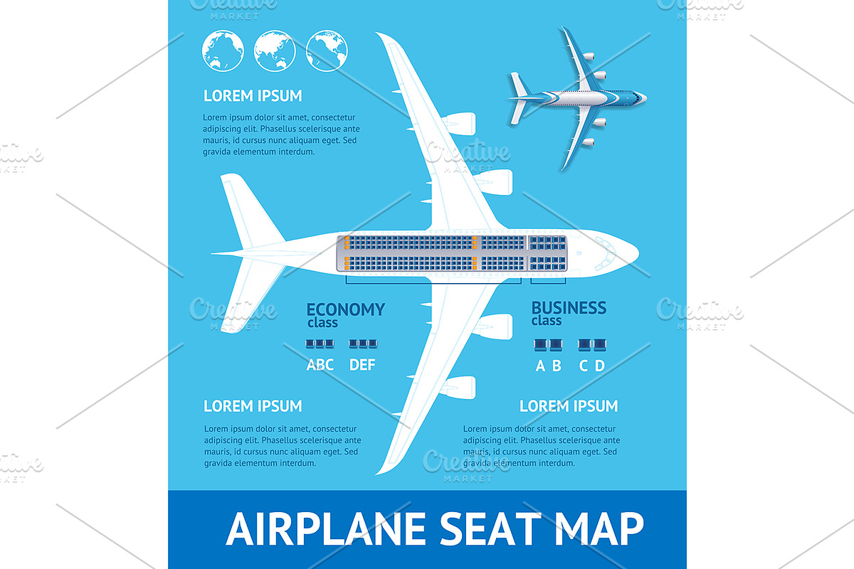 Airplane Plan Seat Map Card., a Technology Illustration by Vector and ...