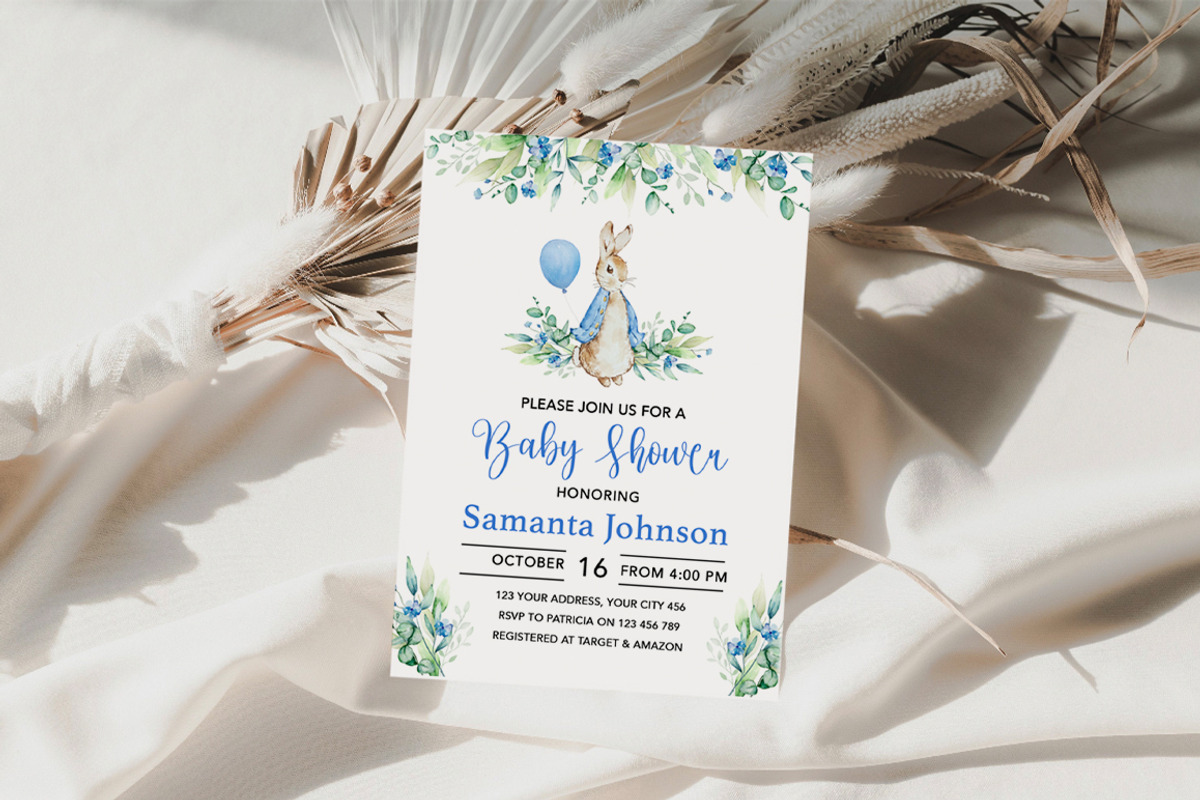 Rabbit Baby Shower Invitation, an Invitation Template by SvetaArtStore ...