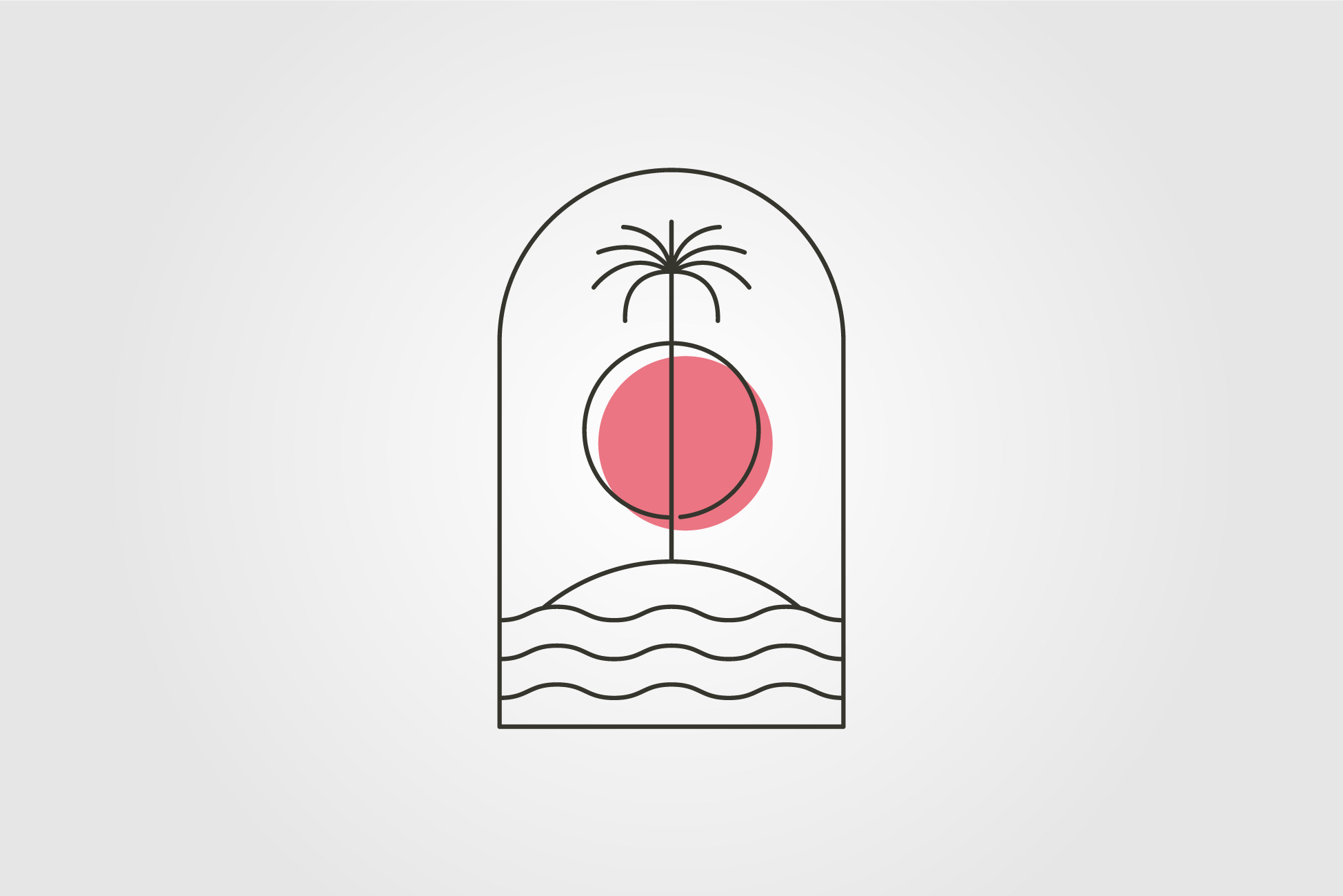 palm tree island line logo vector