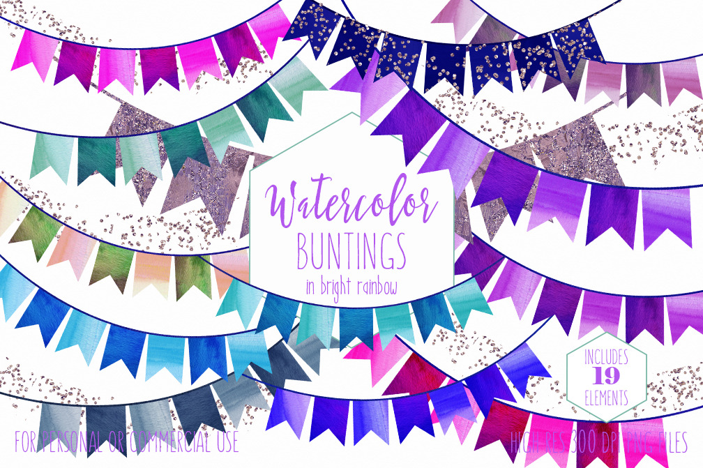 Rainbow Bunting Banner Clipart, a Decorative Illustration by ...