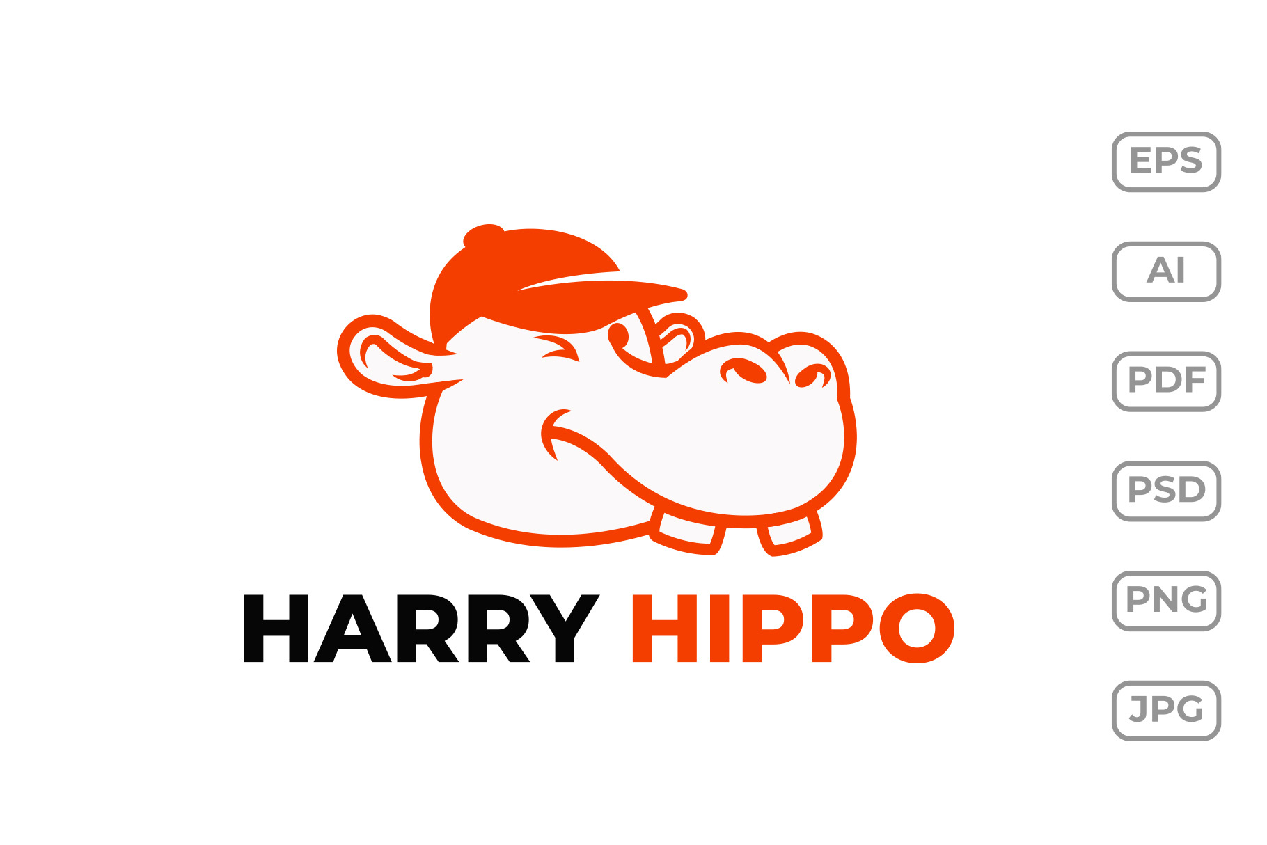 Hippo Head with Hat Logo, a Branding & Logo Template by Silpin
