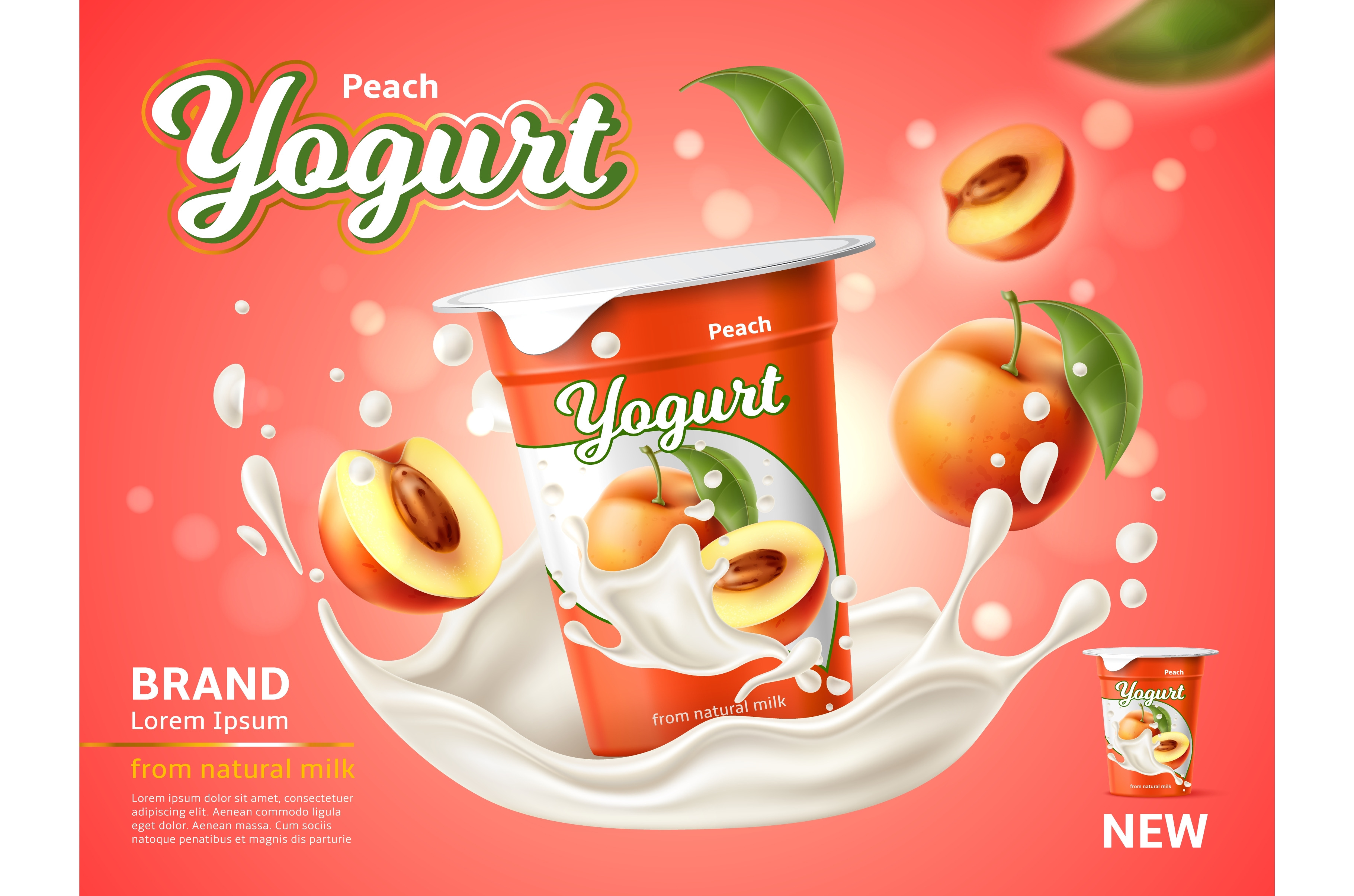Realistic yogurt poster. Milk, a Food Illustration by Vectorbuum ...
