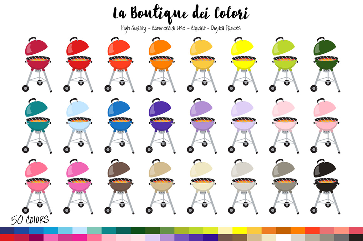 50 Rainbow BBQ Clip Art, a Food Illustration by La Boutique dei Colori
