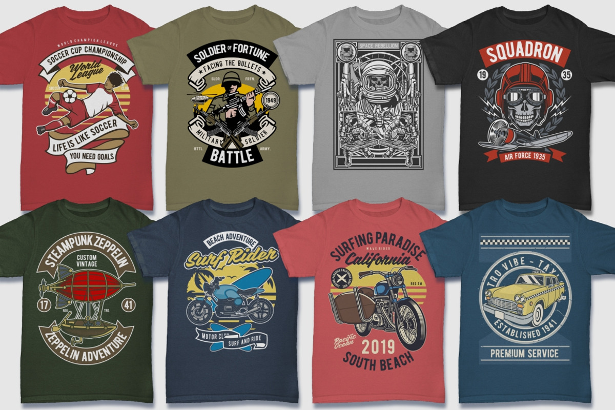 100 Retro Tshirt Designs Bundle, an Education Illustration by roach_graphic