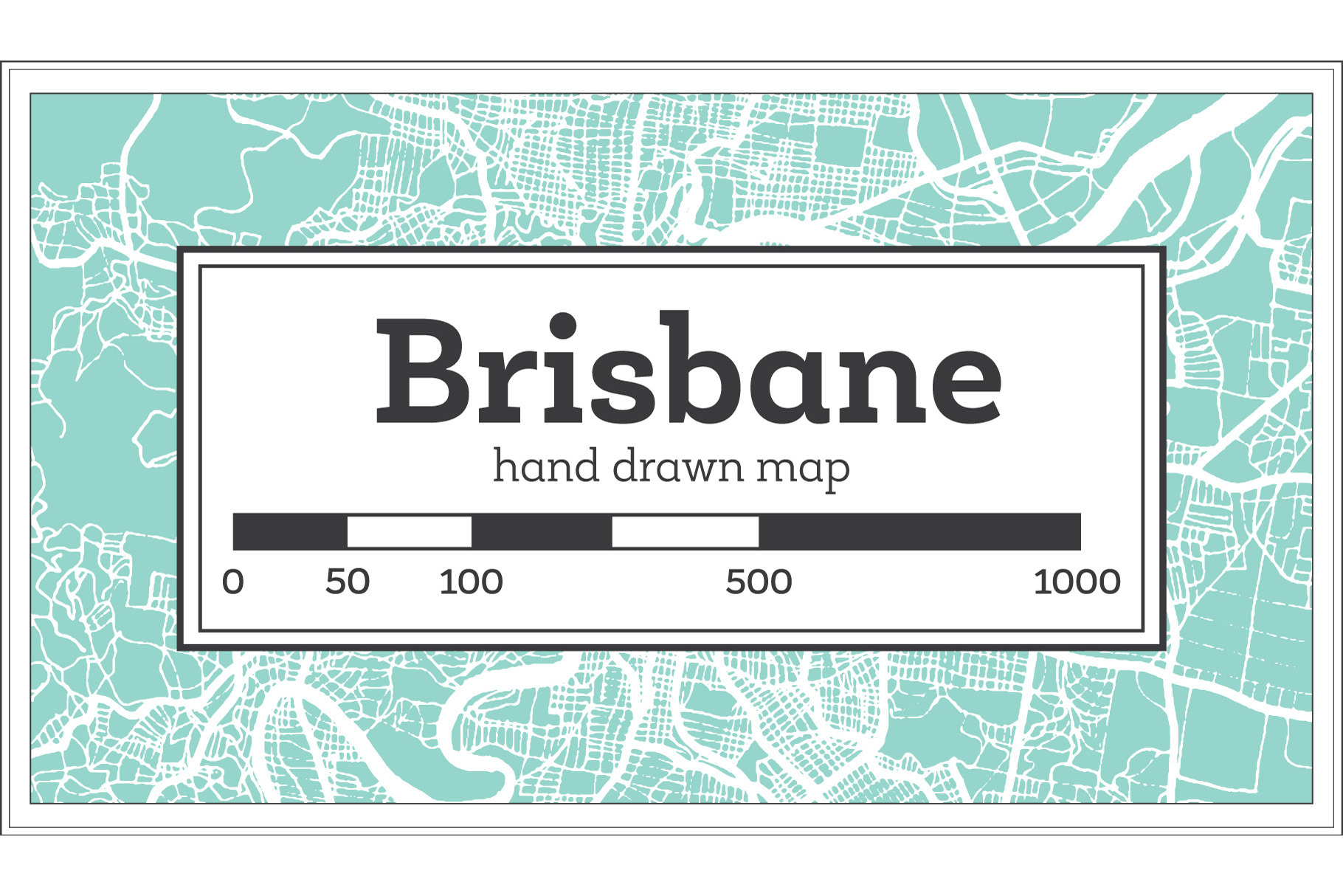 Brisbane Australia City Map in Retro | Transportation Illustrations ...