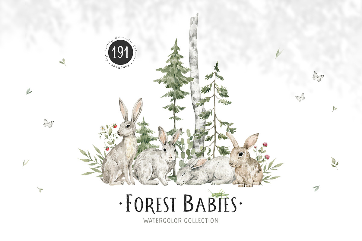 Forest Babies. Wild Animals clipart, an Animal Illustration by Kreker Kate