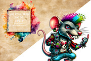 Punk Rock Rat Clipart Set, an Animal Illustration by DoubleTwists