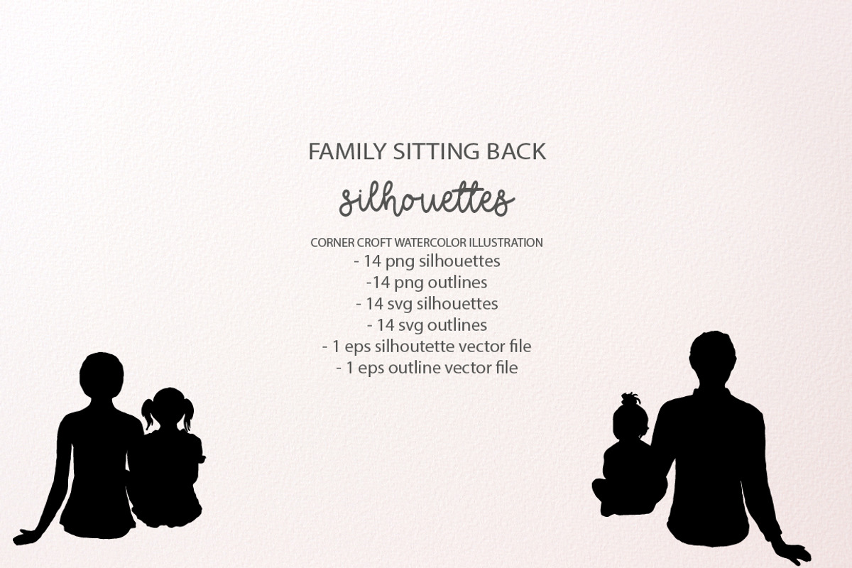 Family Sitting Back Silhouettes PNG,, a Person Illustration by Corner Croft