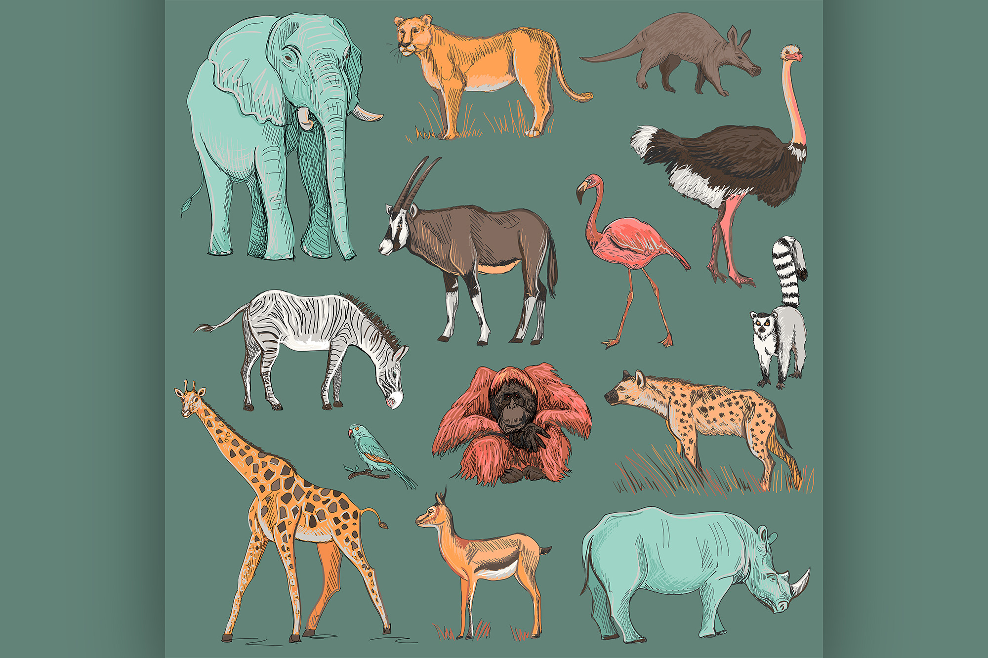 Hand drawn animal planet, an Animal Illustration by Netkoff