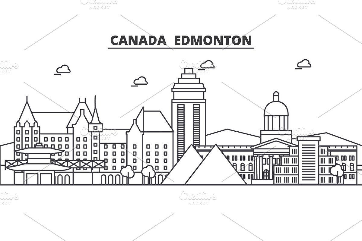 Canada, Edmonton architecture line skyline illustration. Linear vector ...