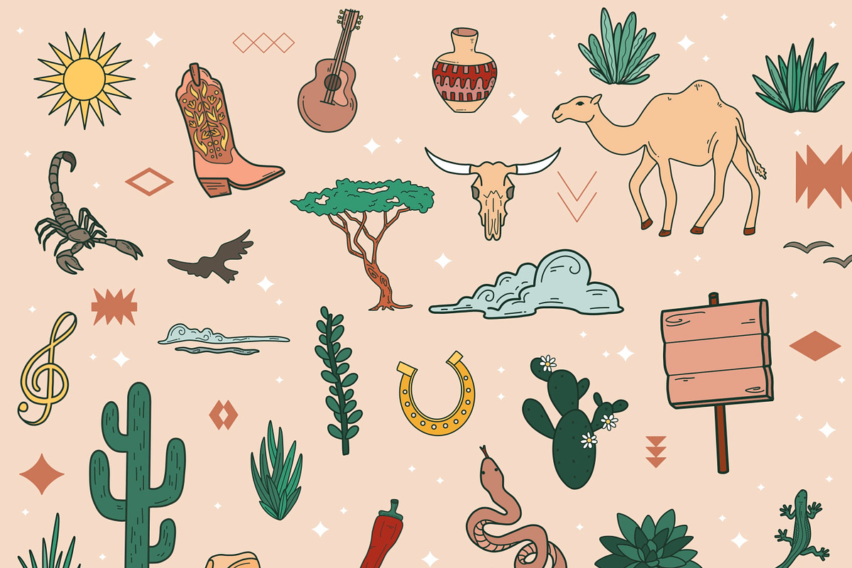 +145 Procreate desert western stamps, a Brush Add-On by laura.design