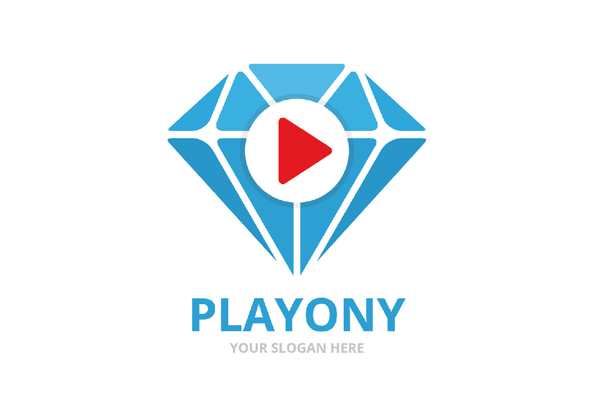 Vector diamond and play button logo, a Branding & Logo Template by ...