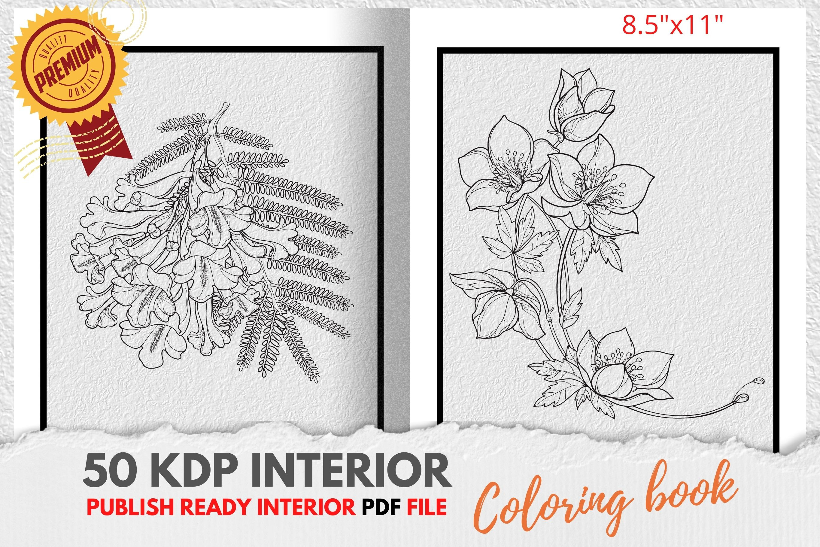 KDP Interiors, Flower Coloring Book, an Illustration by Jaboor Magics