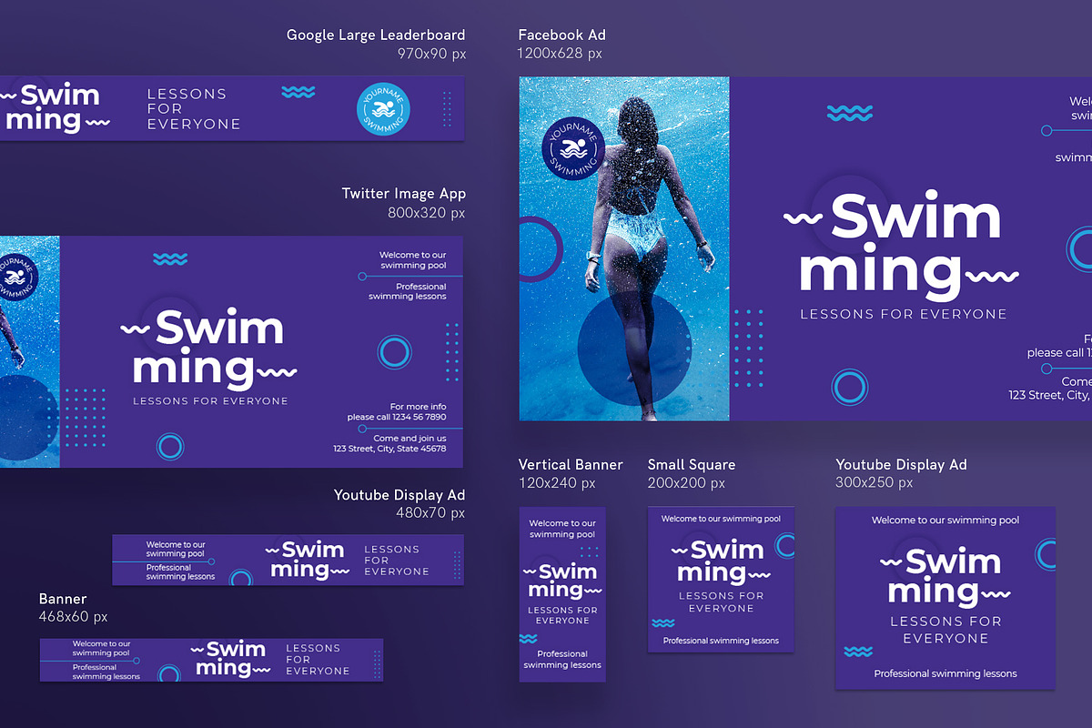 Banners Pack | Swimming Lessons, a Templates & Theme by Amber Graphics