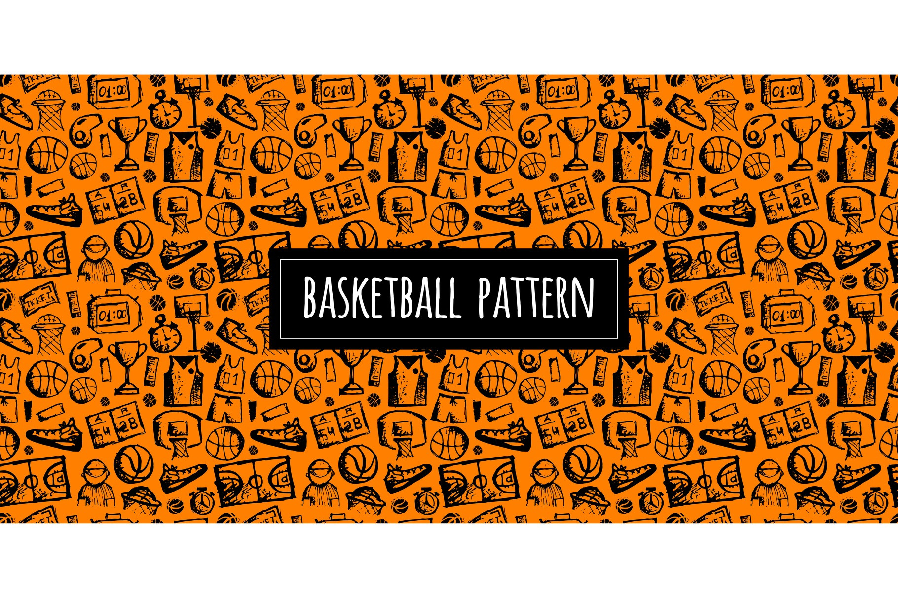 Basketball seamless pattern, sketch, an Object Graphic by Kudryashka