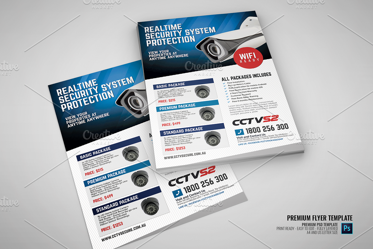CCTV Surveillance Camera Flyer, a Flyer Template by PSDPixel