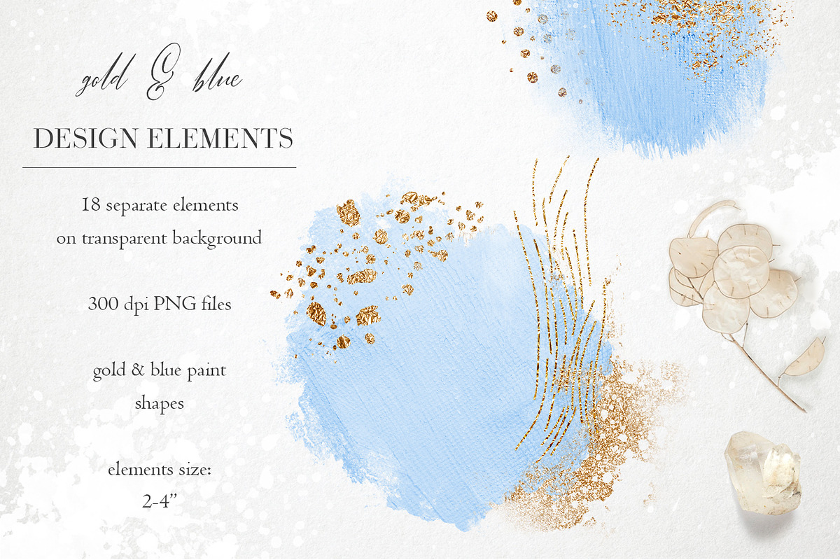 Gold & Watercolor Abstract Elements, an Object Graphic by PixelJungle
