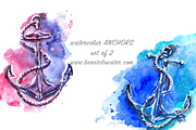 watercolor ANCHORS jpgs 2@300dpi, an Illustration by Spots of Colour