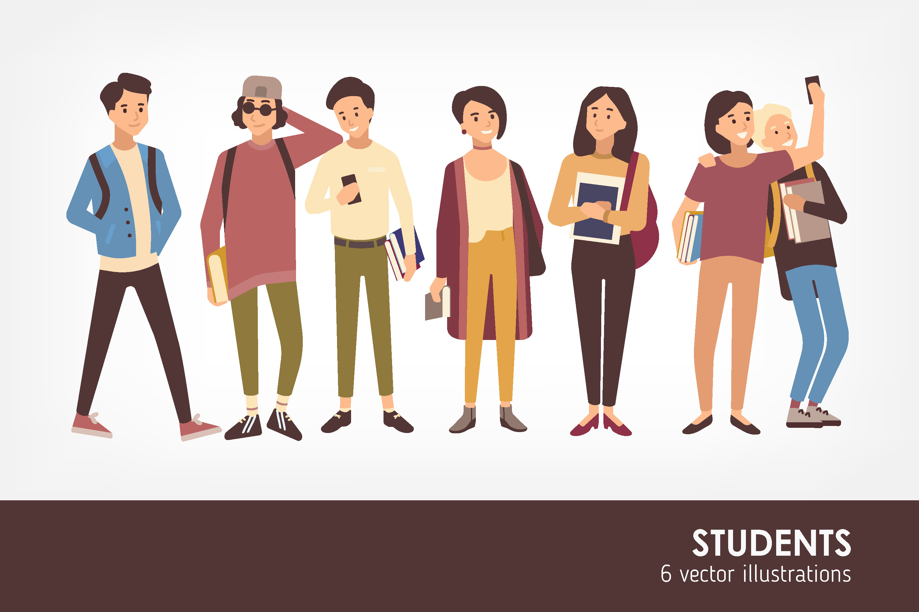 Colorful students set, an Education Illustration by Good Studio