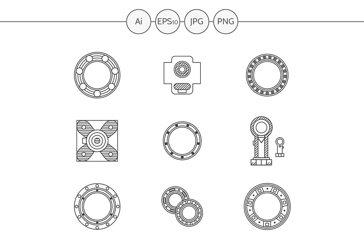 Bearings line vector icons. Set 1, an Icon by YershovOleksandr