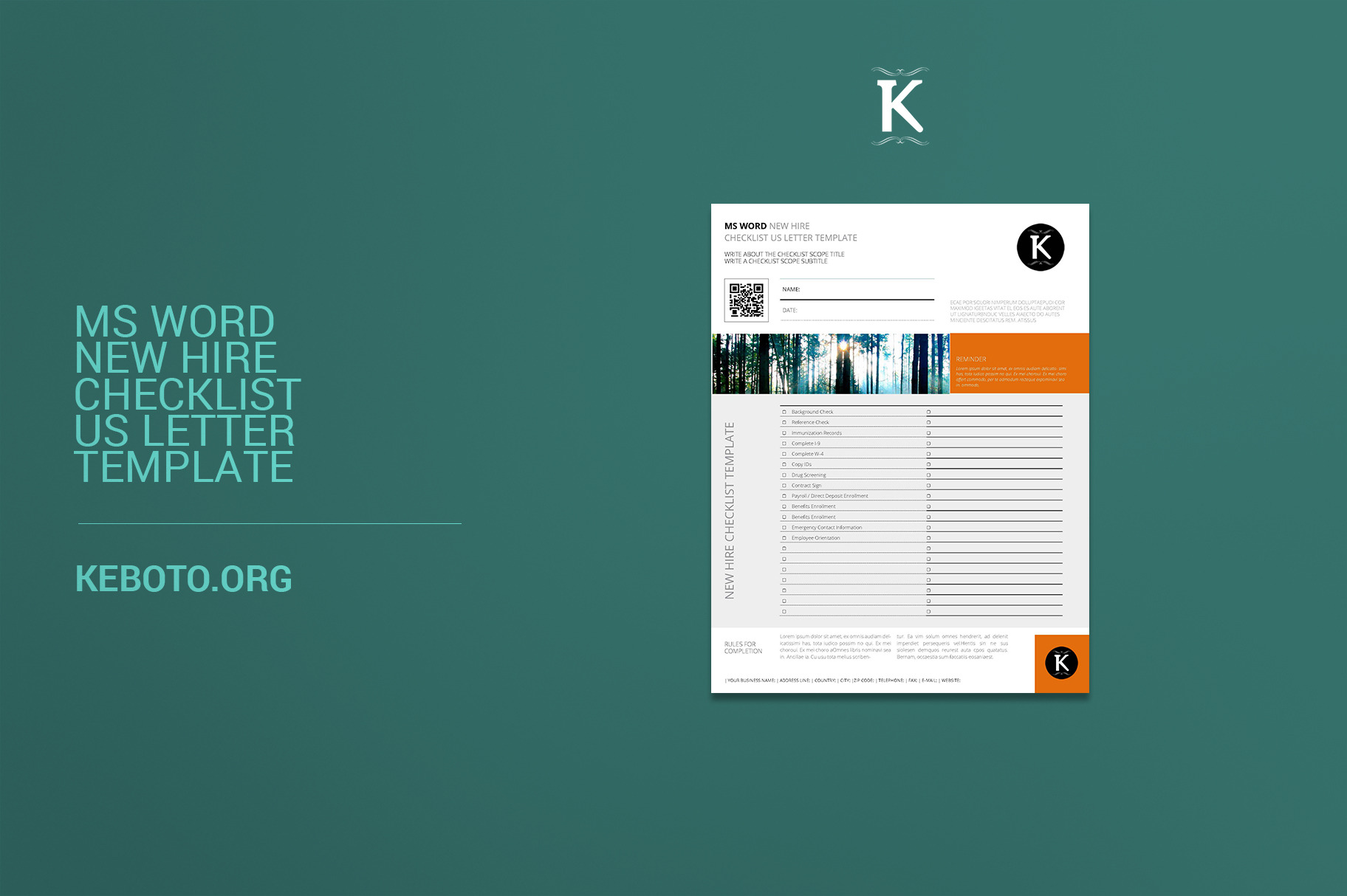 MS Word New Hire Checklist USL, a Templates & Theme by Keboto