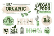 Organic Food Signs and Elements Set, a Food Illustration by PureSolution