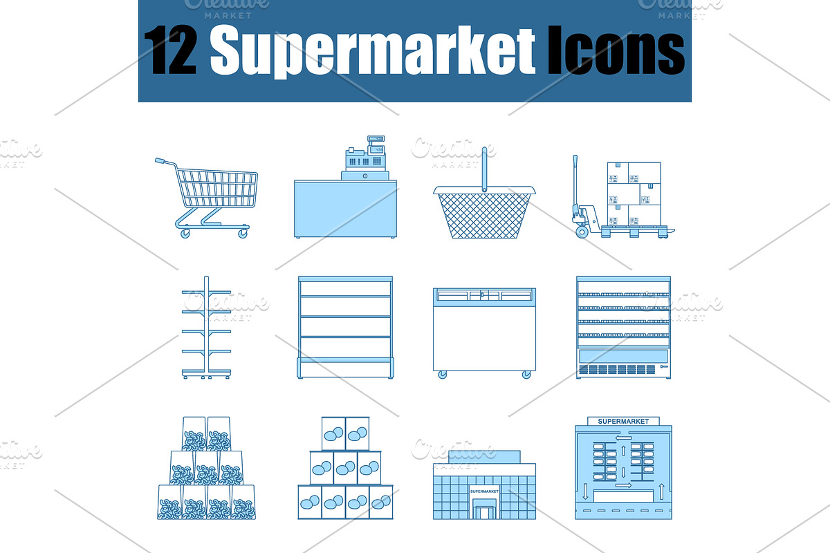 Supermarket Icon Set, an Outline Icon by Pavel Vectors | Creative Market