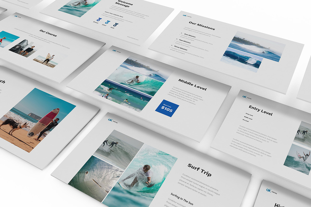 Surfing Powerpoint Template, a Presentation Template by Formatika Studio