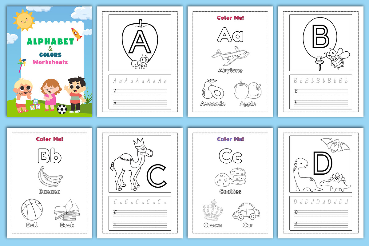 Alphabet to Colors Worksheets Canva