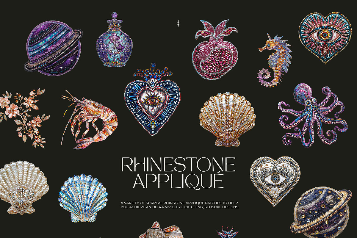 Rhinestone Appliqué Collage Patches