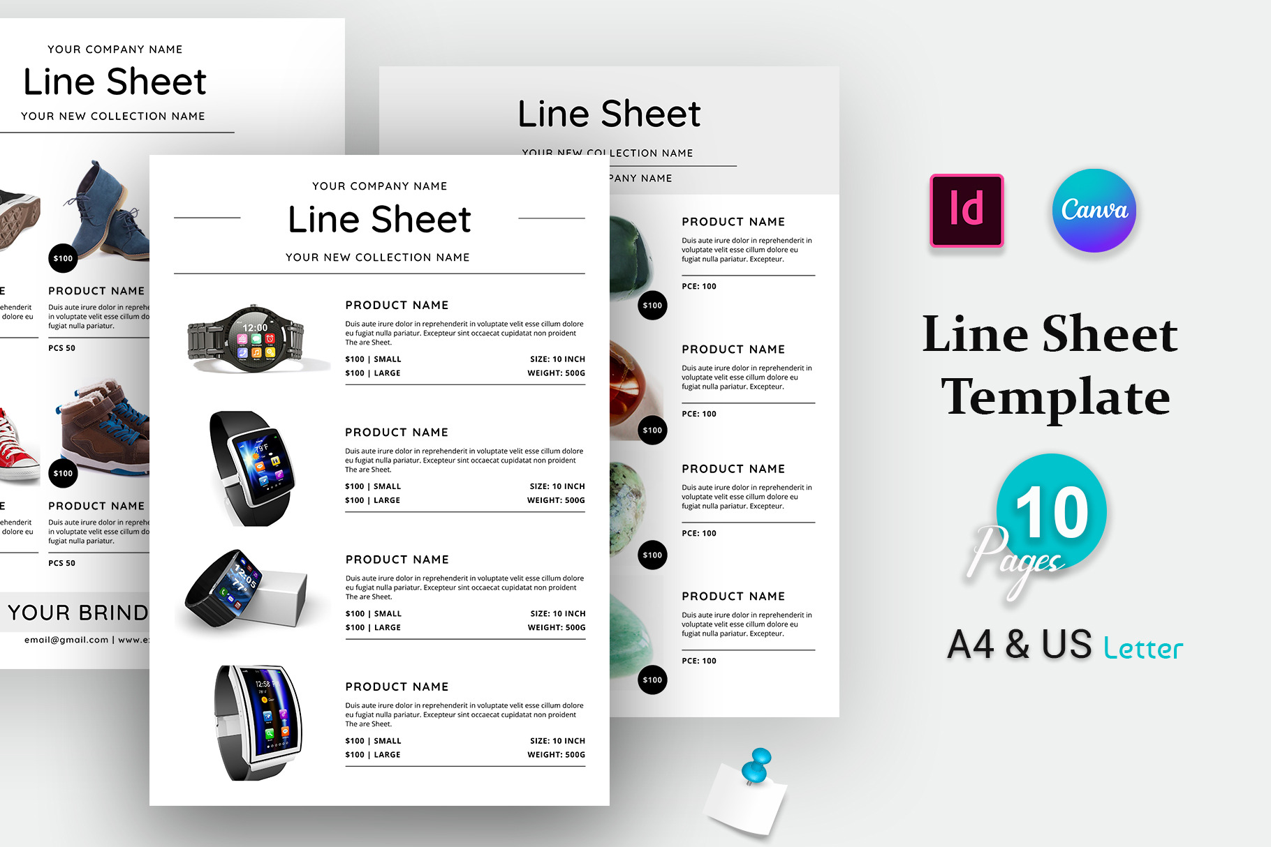 Line Sheet For Wholesale Template, a Stationery Template by Design Zone