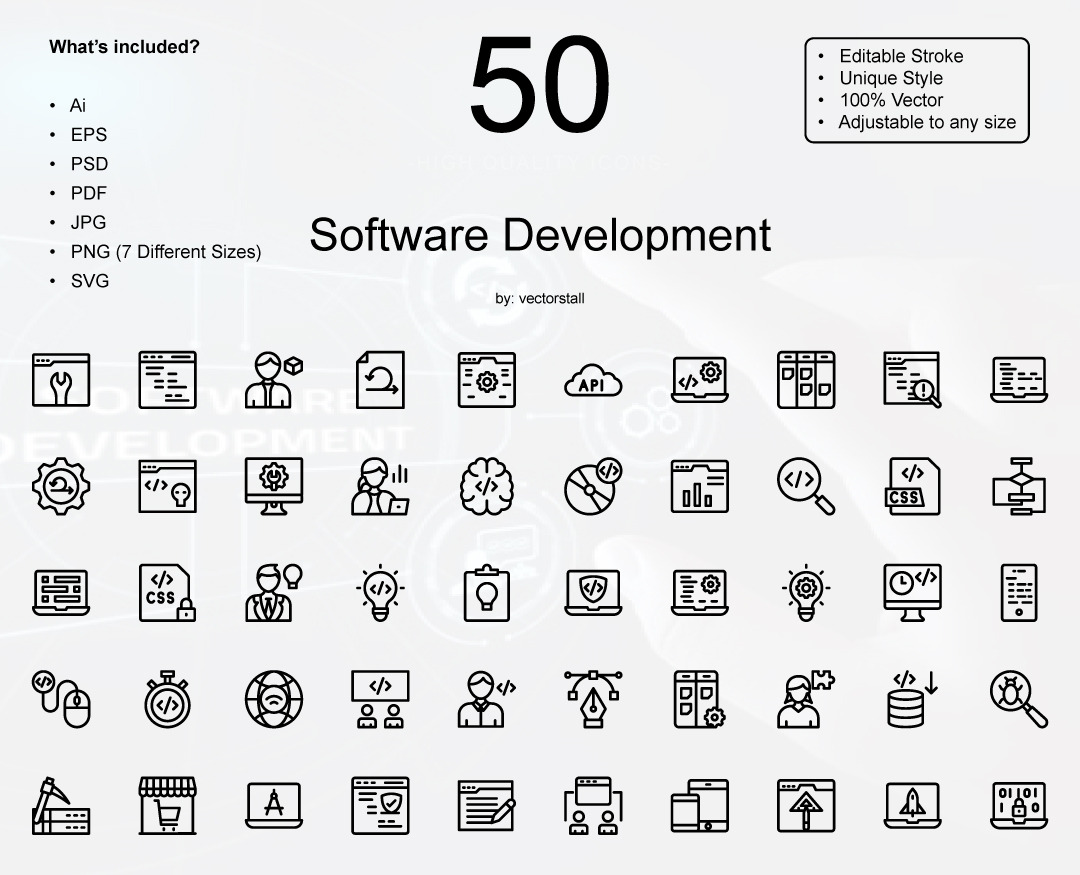 Software Development, an Outline Icon by Vector Stall