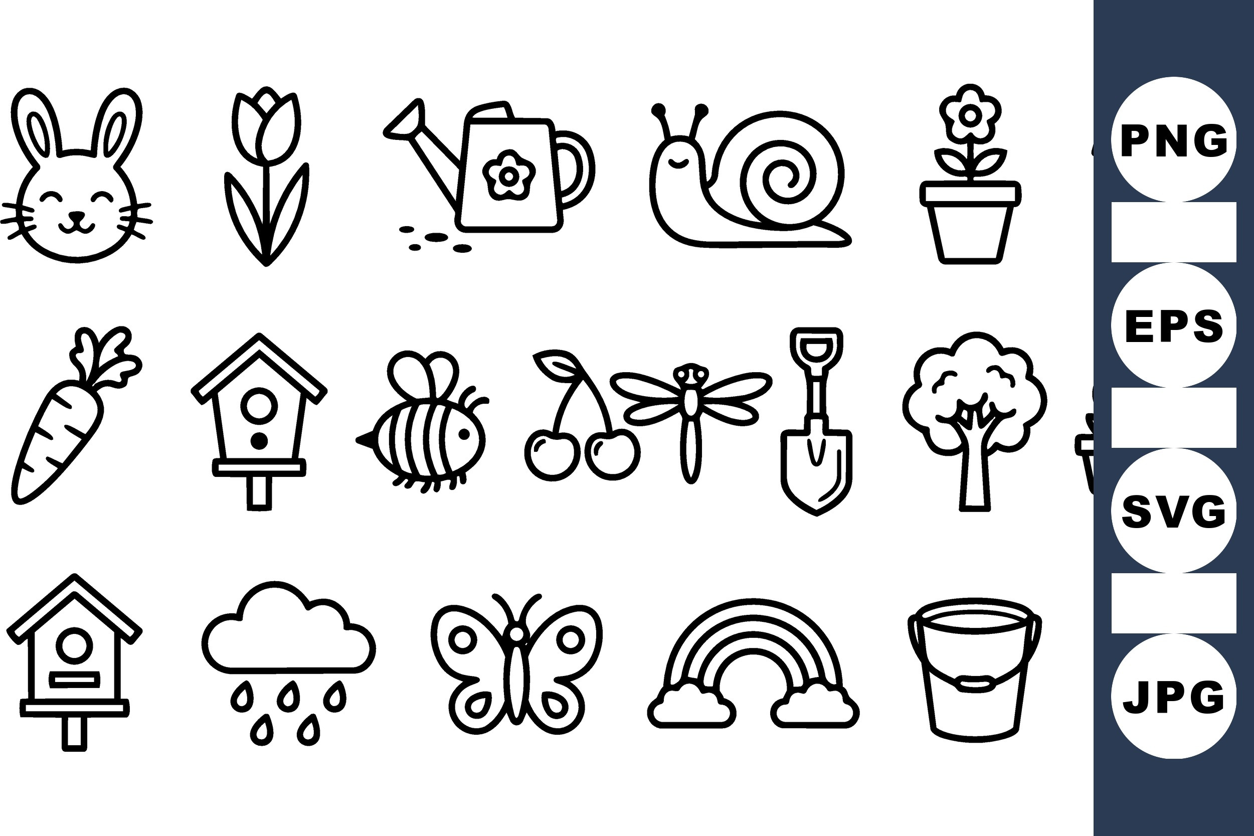 Spring Garden Outline Icons Bundle f, an Illustration by designvectx