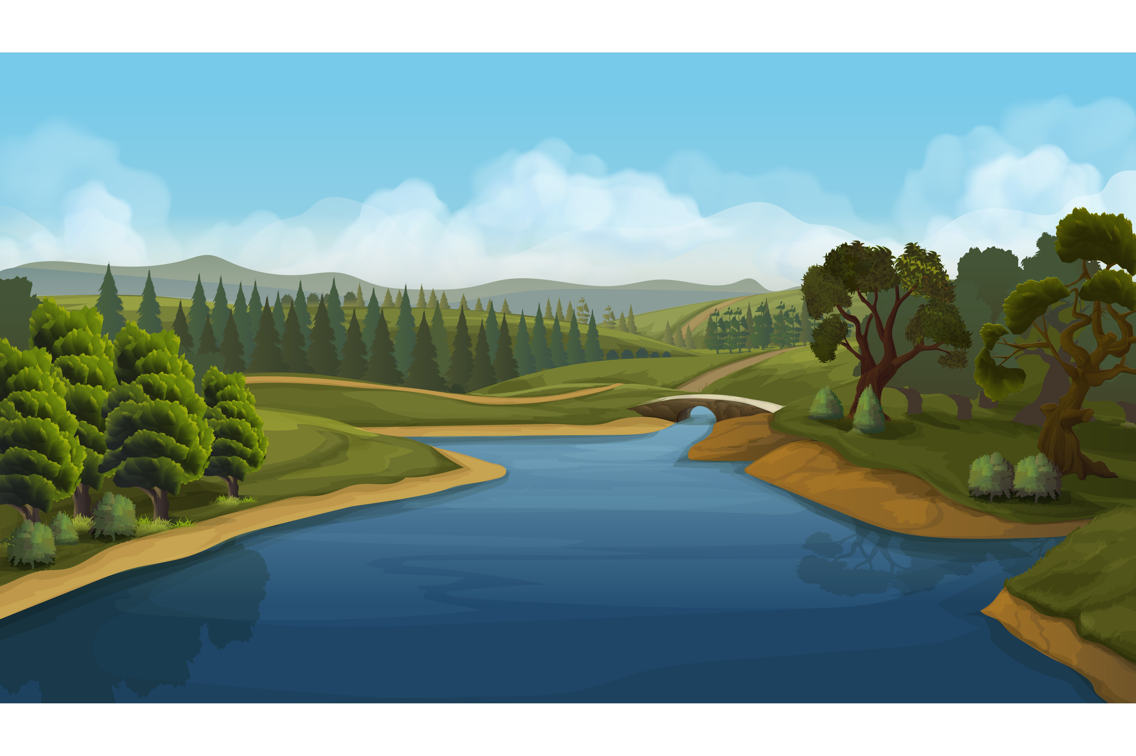 Nature landscape, game background, an Illustration by Allevinatis Studio