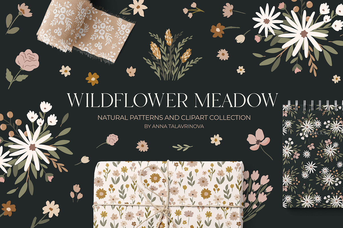 Floral Bundle pattern&clipart 4 in 1, a Background Graphic by Cozy ...