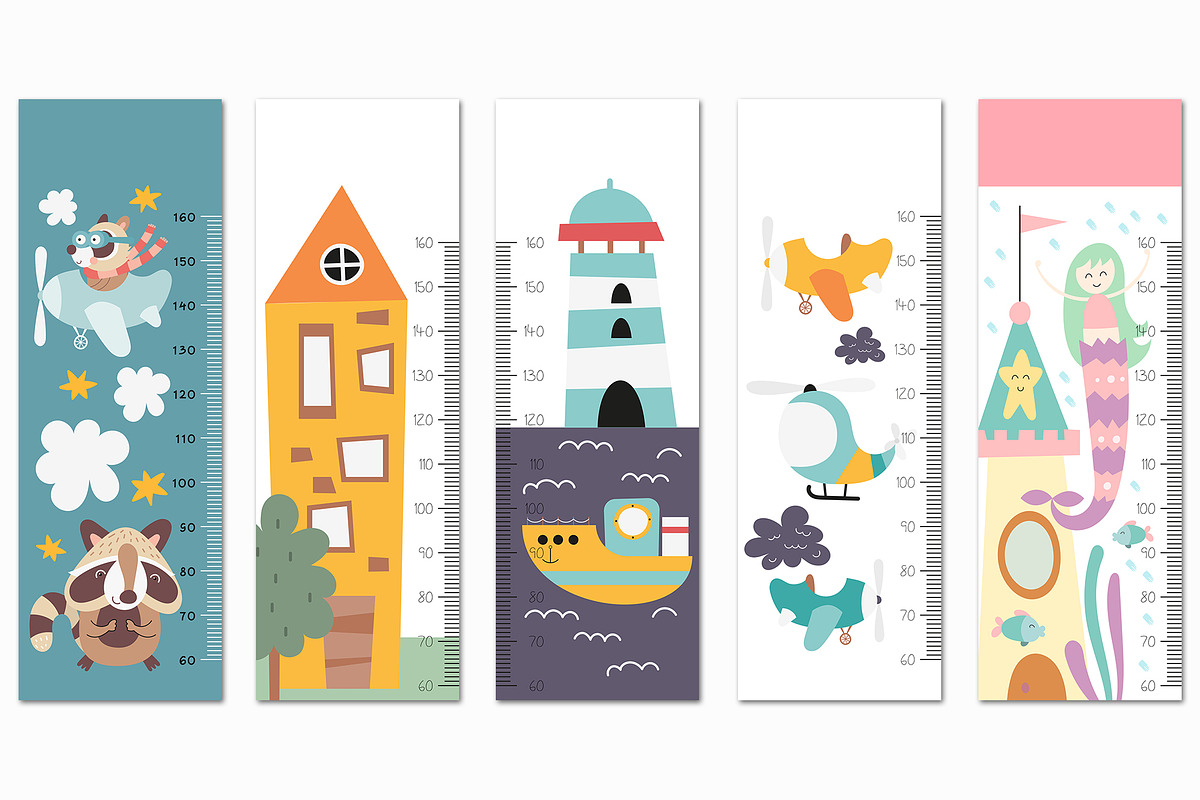 Height chart measure for kids bundle, an Education Illustration by ...