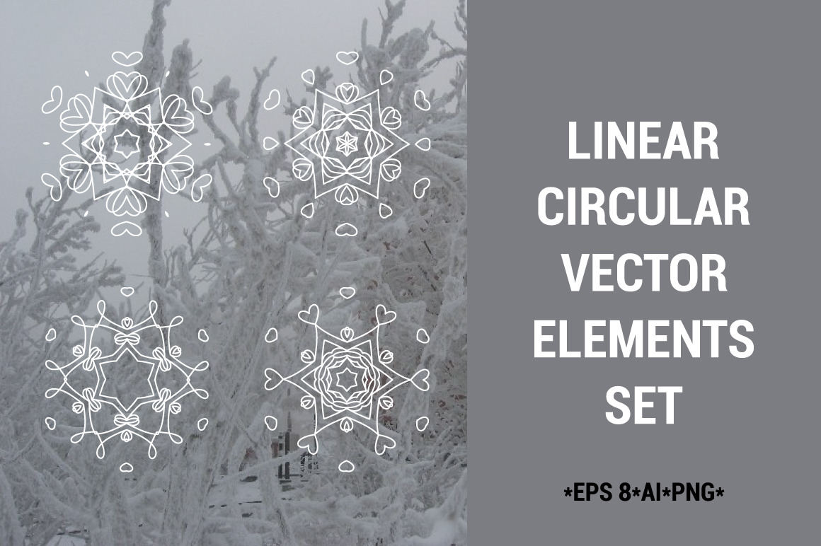 Linear circular vector elements set, an Object Graphic by Ederella